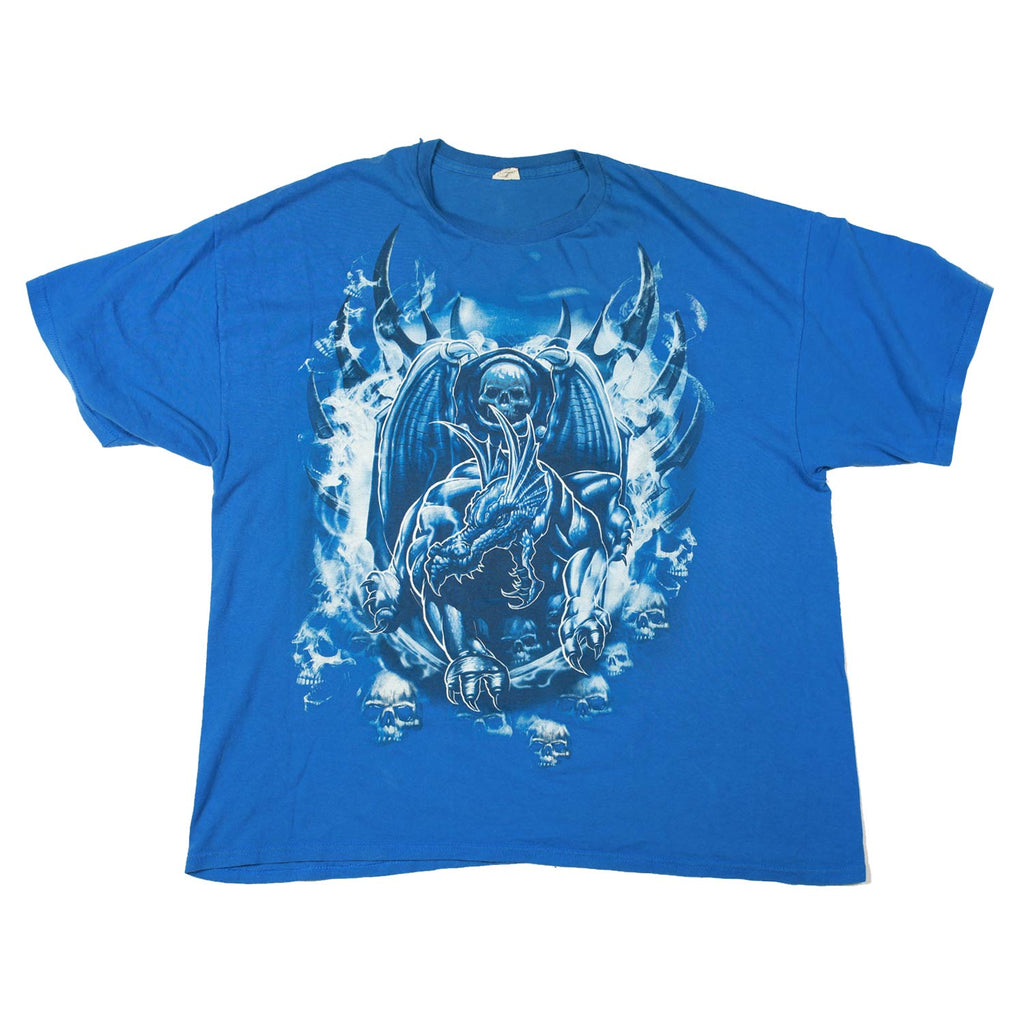 Vintage Dragon With Skulls Y2K Affliction Style Reaper Tee XXL Royal B ...