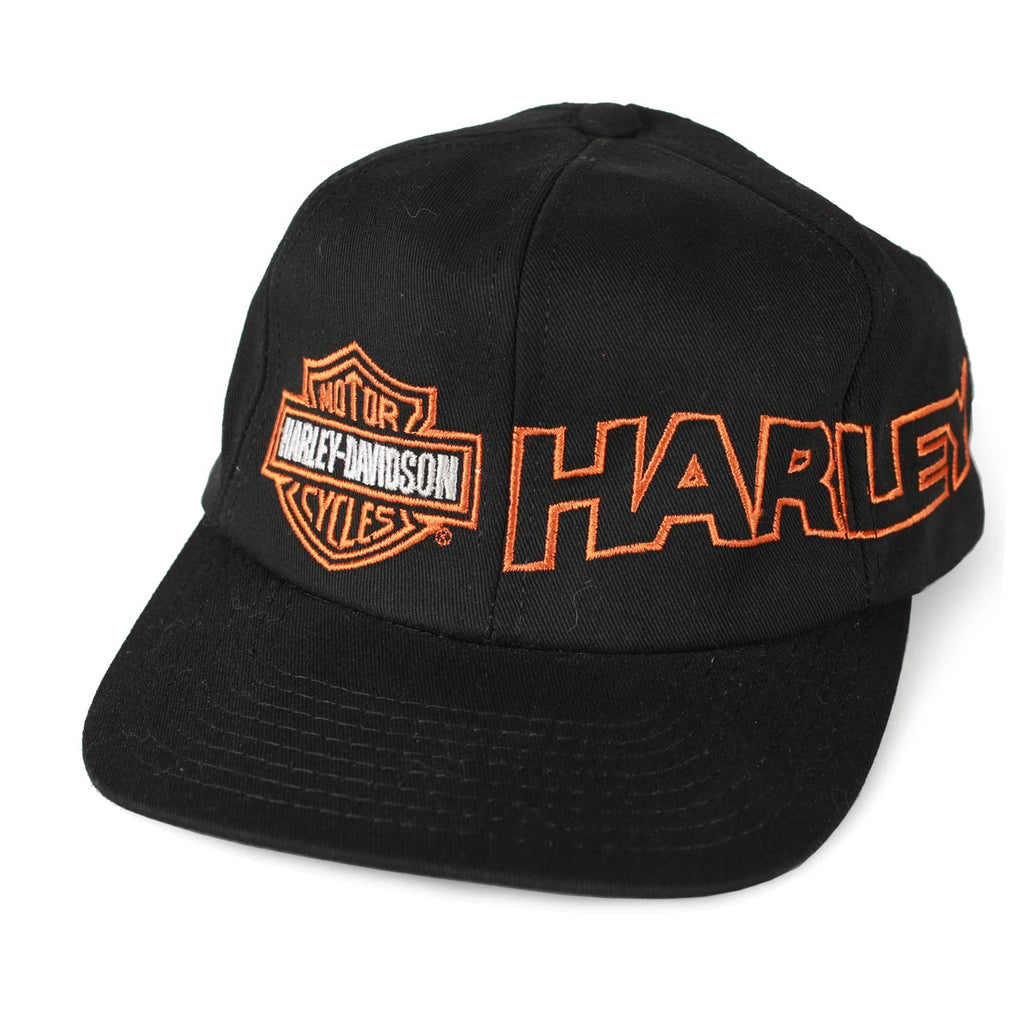 Vintage Harley Davidson Outline Embroidery Snapback Hat Black ...