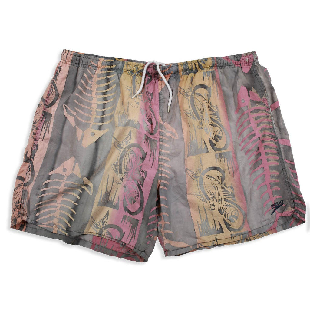 Vintage Speedo Board Shorts Fish Skeleton Pattern Swim Trunks L ...